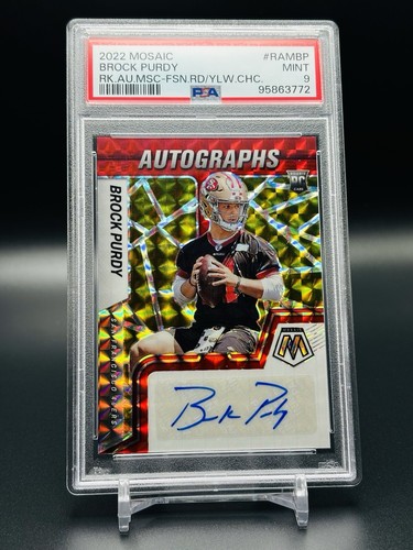 Brock Purdy 2022 Mosaic Autographs Choice Fusion Red/Yellow RC Auto PSA ...