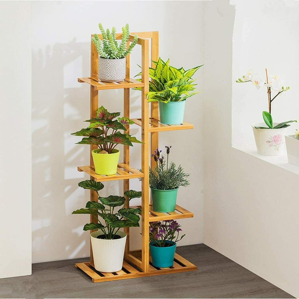 Muti-Style Wooden Plant Stand Indoor Corner Garden Patio Shelf Tiers ...