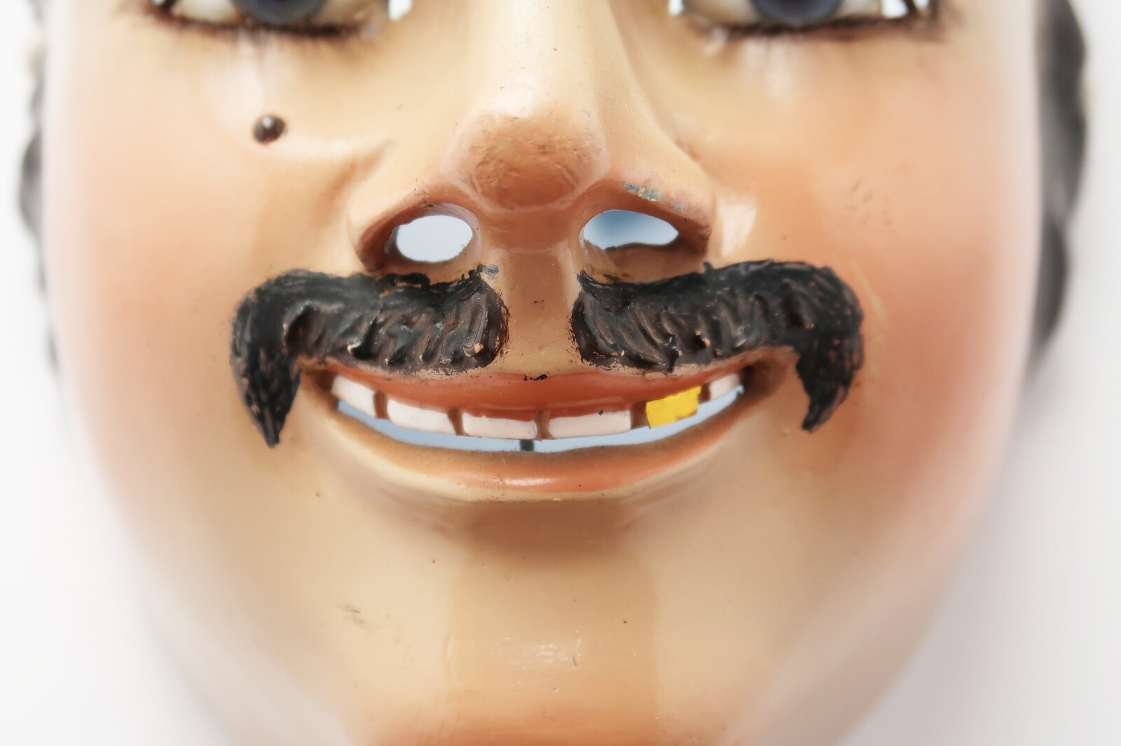 Mexican Folk Art Catrine Dandy Mask w/ Glass Eyes Moving Eyelids Gold ...