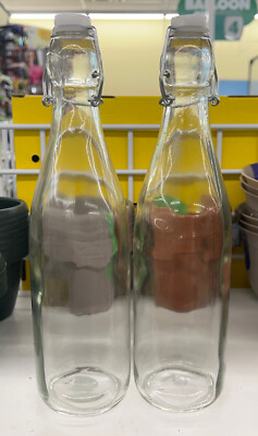 Clear Glass Bottles with Flip-Top Metal Clasps 18 oz 2- Pack | eBay