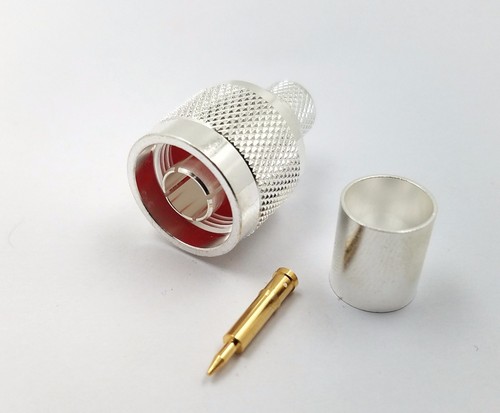 2pcs RF Connector N Male Crimp Gold Captive Pin Silver Plated 9B/U 214 ...