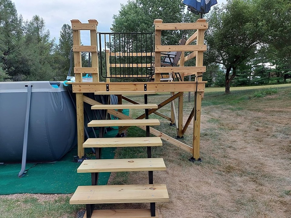 6 Step Steel Stair Step Riser Framing Stair Stringer for Deck Above ...