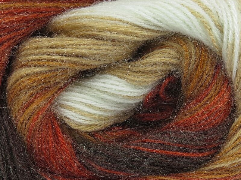 Ice ANGORA BATIK Yarn #77589 COPPER BROWN CREAM Fine Weight SELF ...