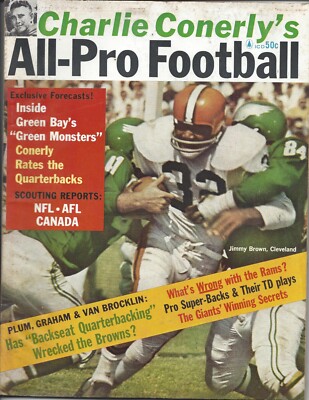 1962 Charlie Conerly's All-Pro Football magazine Jim Brown Cleveland ...
