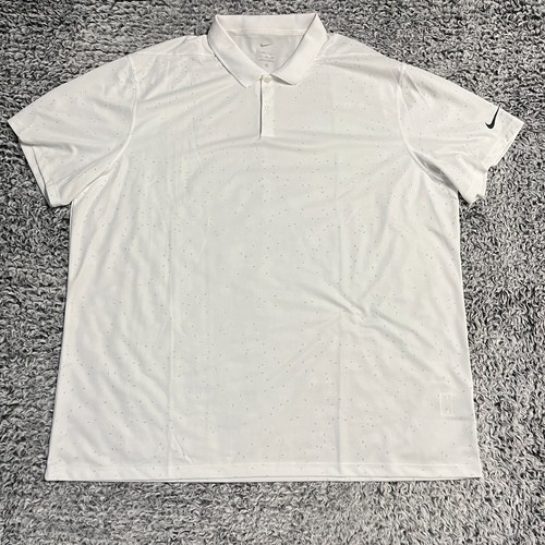 Nike Dri-Fit Shirt Adult 3XL White Polo Short Sleeve Golfing Outdoor ...