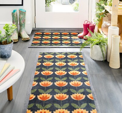 Muddle My Mat Door Mat washable Anti Slip (My Retro Floral) Doormat And ...