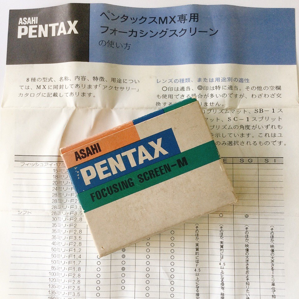ASAHI Pentax Focusing Screen M Grid Matte Type SG For MX 28mmf/3.5 ...