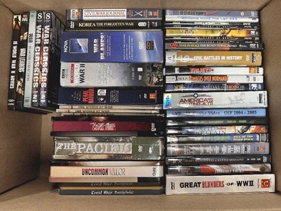 Box lot of DVD Documentaries on WWII, Civil War, Korea +some war movie ...