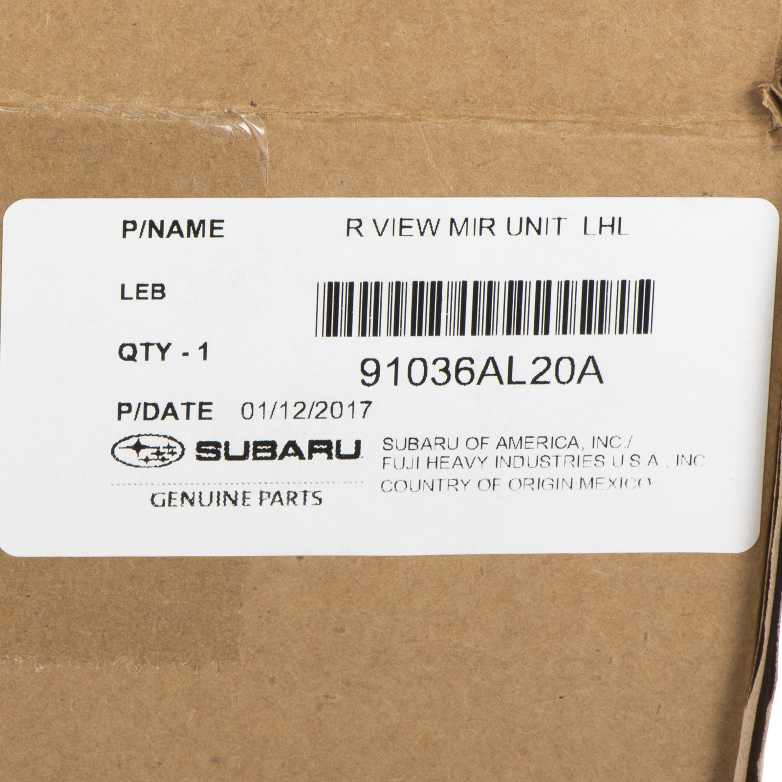OEM 2015-2017 Subaru Left Side Rear View Mirror Unit Legacy Outback ...