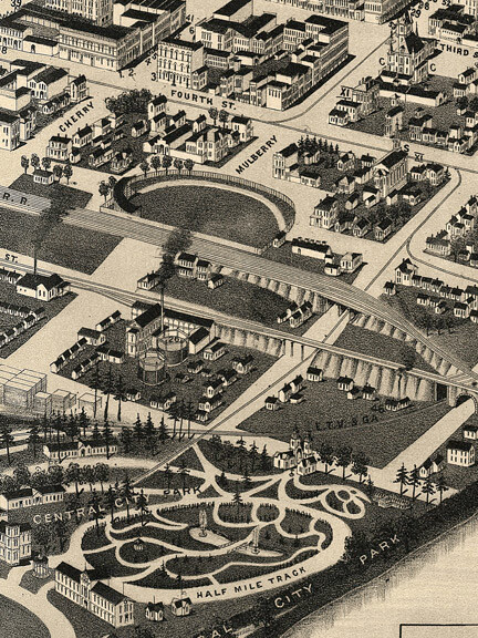 Bird's Eye View 1887 Macon Georgia Vintage Style City Map - 16x24 | eBay