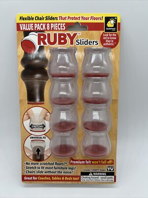 Ruby Sliders Chair Leg Covers ~ Protect Hard Surface Floors ~ Red 8 ...