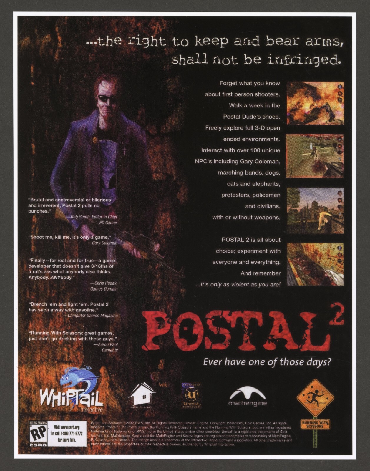 Postal 2 PC Game 2003 Big Box Promotional Retro Ad Art Print Poster ...