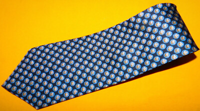 COACH MADE IN U.S.A. BLUE/LIGHT BLUE/BROWN DOTS/BIRDS MOTIF TIE ...
