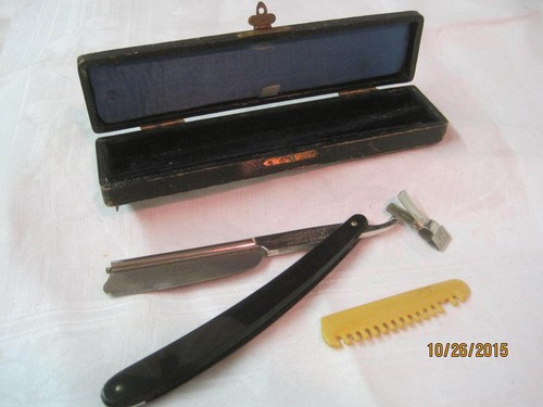 Antique Jougne France A.D. Arbenz Mandarin Straight Razor orig box Clip ...