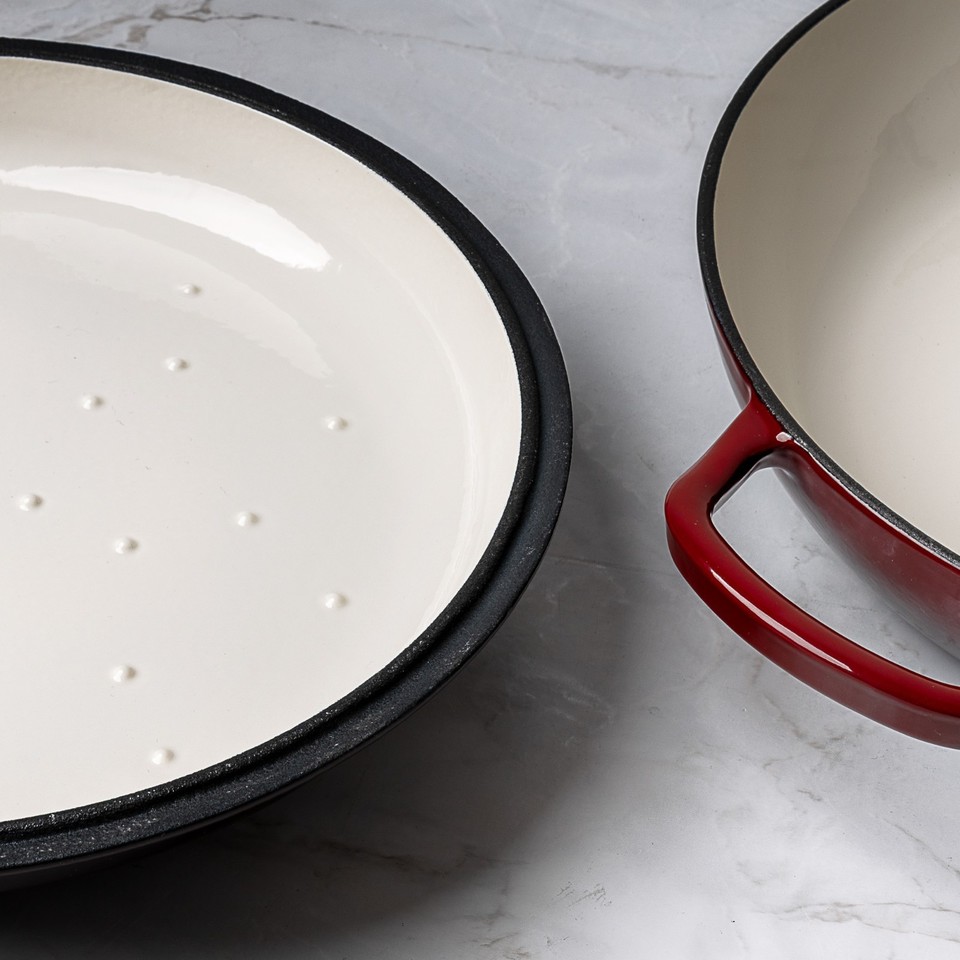 Prochef Large 30cm Cast Iron Casserole Dish with Lid Enamel Oval Pan ...