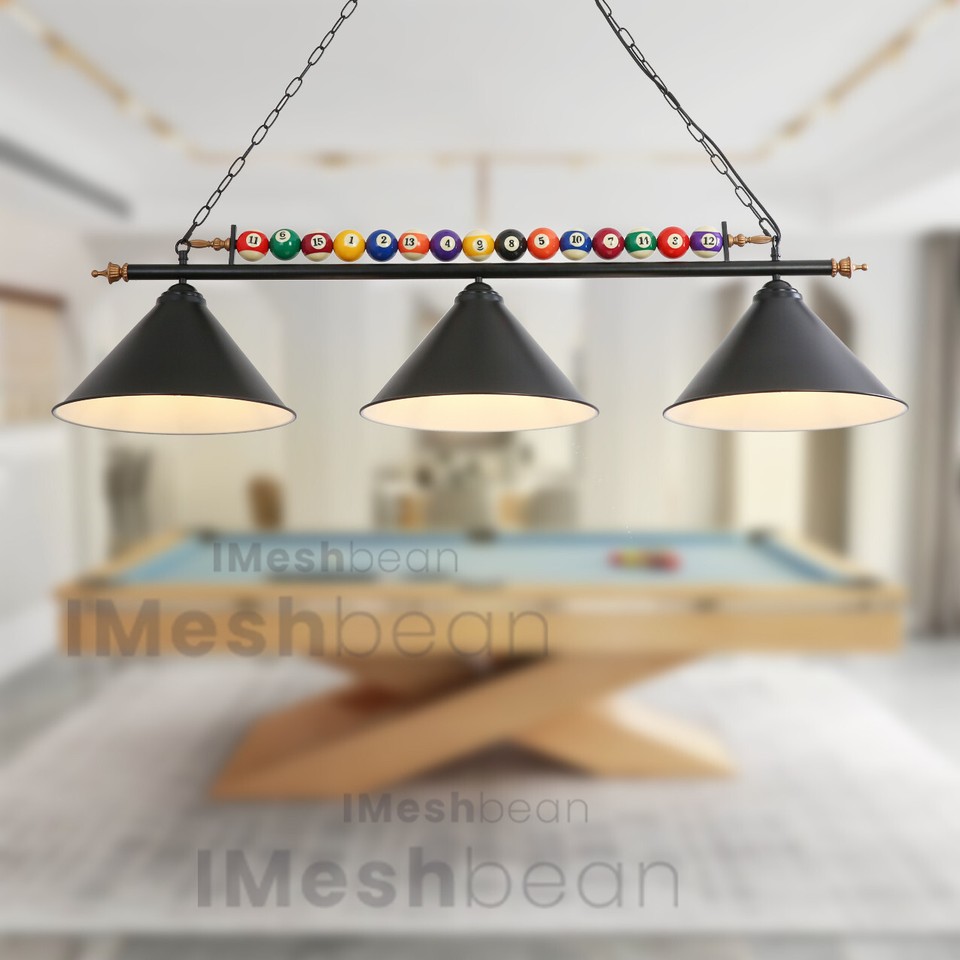 47" Metal Ball Design Hanging Pool Table Light Billiard Lamp with 3 ...