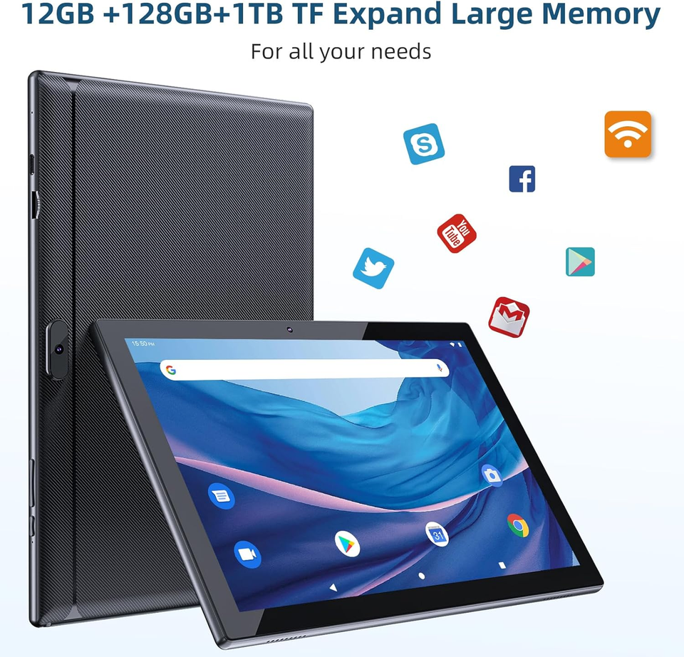 10 Inch Android Tablet 128GB Octa Core WiFi Bluetooth GPS Face Unlock ...