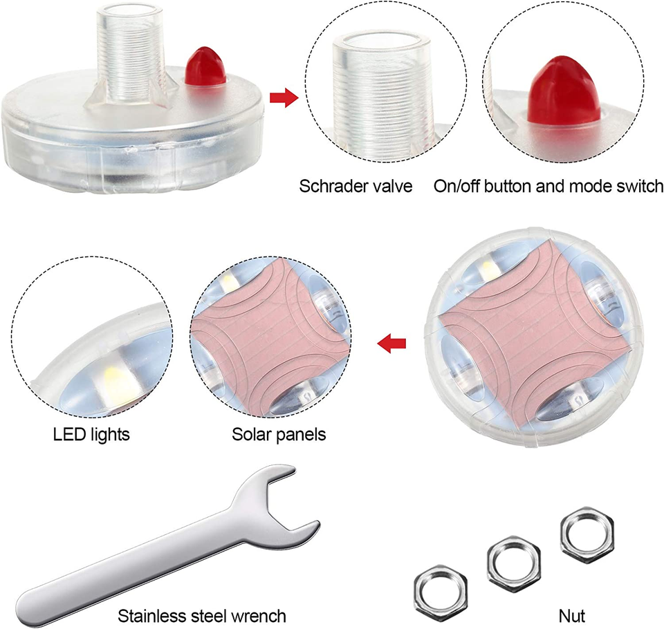 4 Tapones Para Llantas LED Luces Exteriores Solares De Neumáticos ...