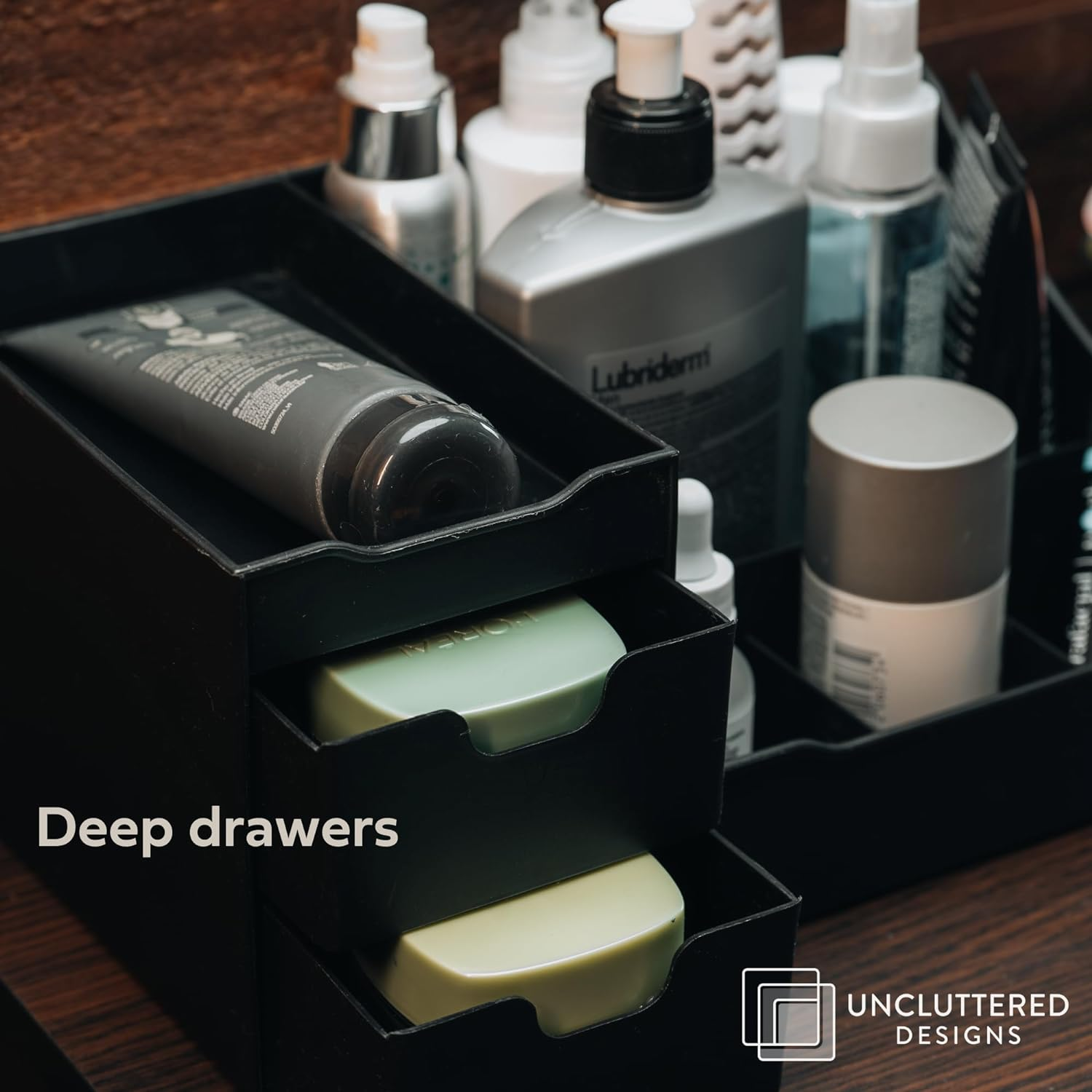 Stylish Black Vanity Organizer with Drawers for Men's Grooming ...