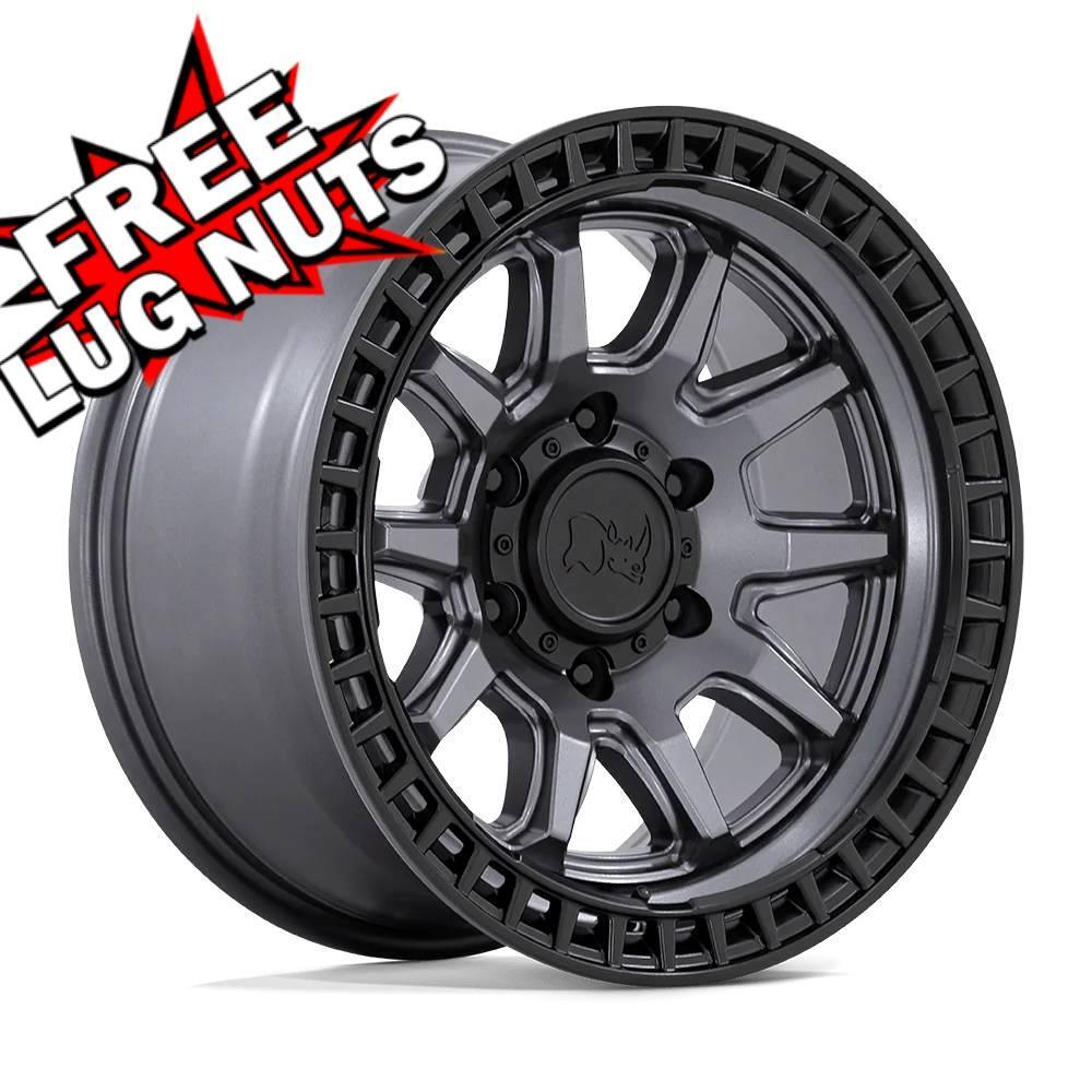 17 inch 17x8.5 Black Rhino CALICO Gunmetal black wheel rim 5x5 5x127 ...