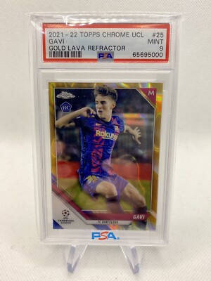 GAVI 2021-22 Topps Chrome GOLD LAVA REFRACTOR SSP Rookie Card PSA 9 ...