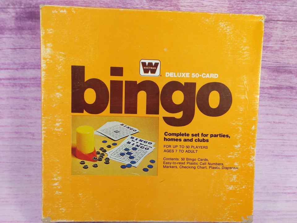 Whitman Bingo Deluxe Game Set 1974 Vintage 50 Blue Cards Complete Dispenser Box | eBay