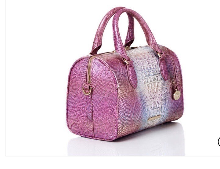 NWT $385 BRAHMIN Stacy Multi Sundial Satchel snake pink purple | eBay