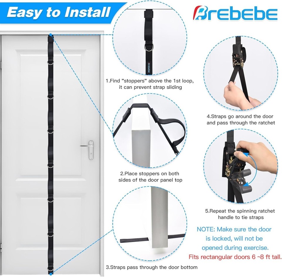 Door Anchor for Resistance Bands Exercise, Multi Points Anchor With 7 ...