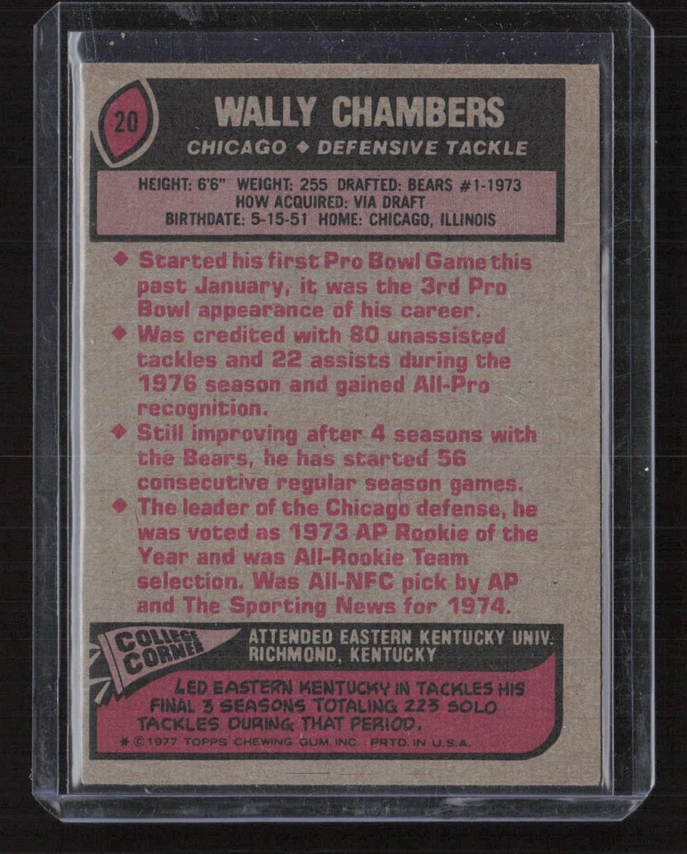 1977 Topps #20 Wally Chambers | eBay