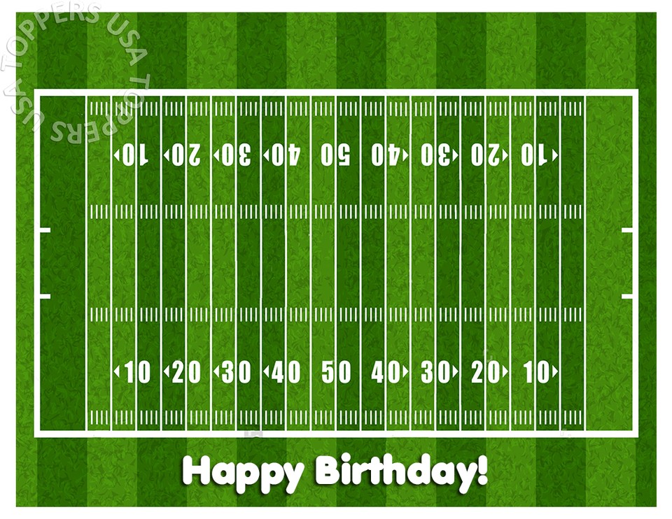 EDIBLE Football Field Cake Topper Birthday Party Wafer Paper Sheet ...