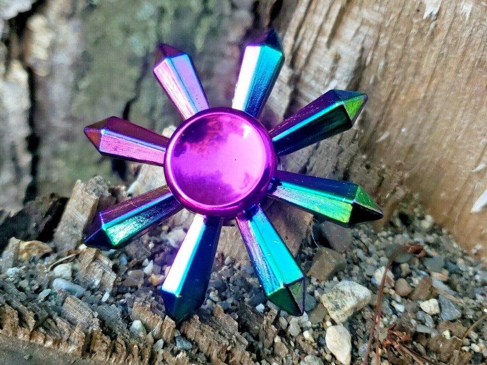 Rainbow Crystals Metal Fidget Spinner Toy Boys Girls Kids Adults ADHD ...