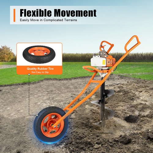 11" Bit Post Hole Digger Gas Powered 63cc 3hp Hand Push Earth Auger ...