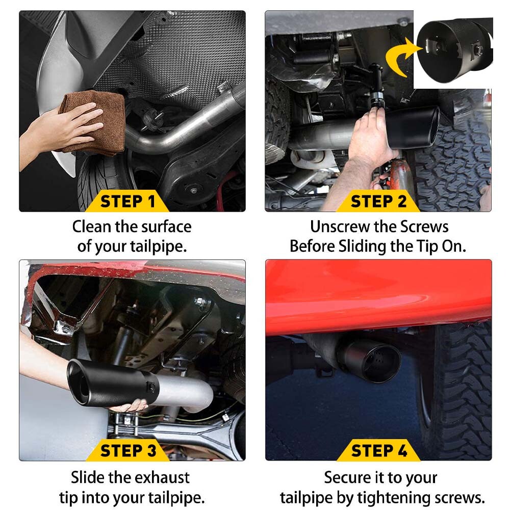 Rear Tail Throat Muffler Stainless Steel Round Accessories Car Exhaust ...