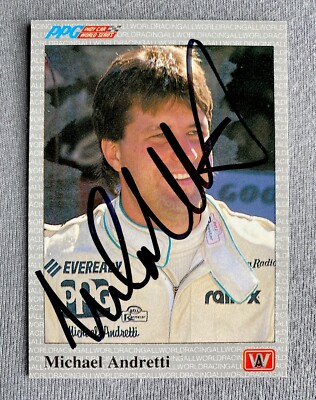 1991 INDY CAR WORLD SERIES MICHAEL ANDRETTI AUTOGRAPH PPG #25 TRADING ...