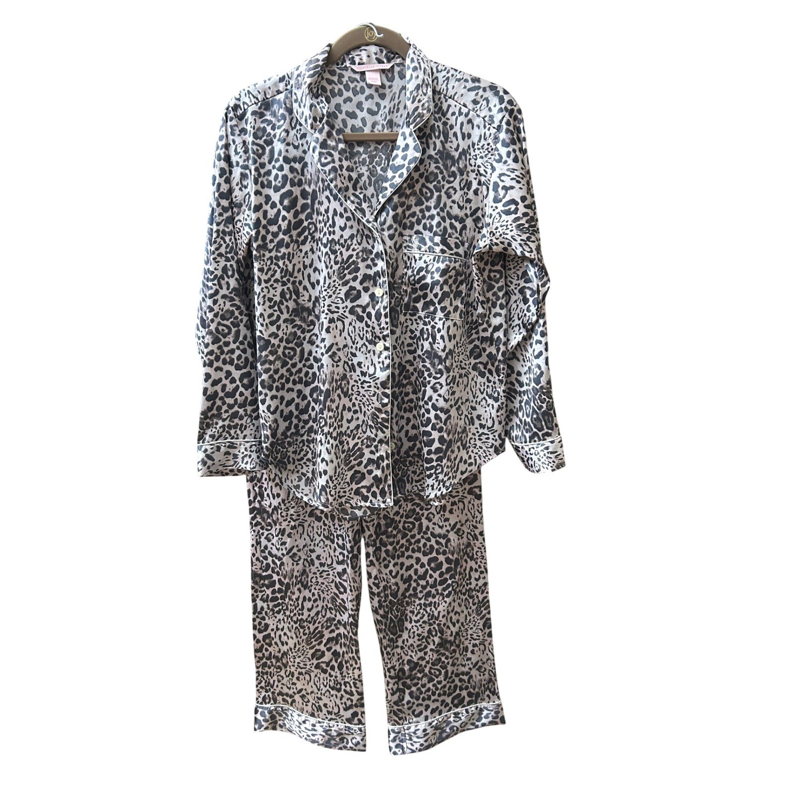 Victoria's Secret Leopard Print Pajama Set Sleepwear Top Pants M M | eBay