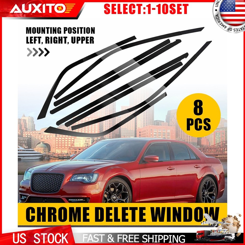 Fit 11-20 Chrysler 300 Window Trim Wrap Chrome Delete Blackout Gloss ...