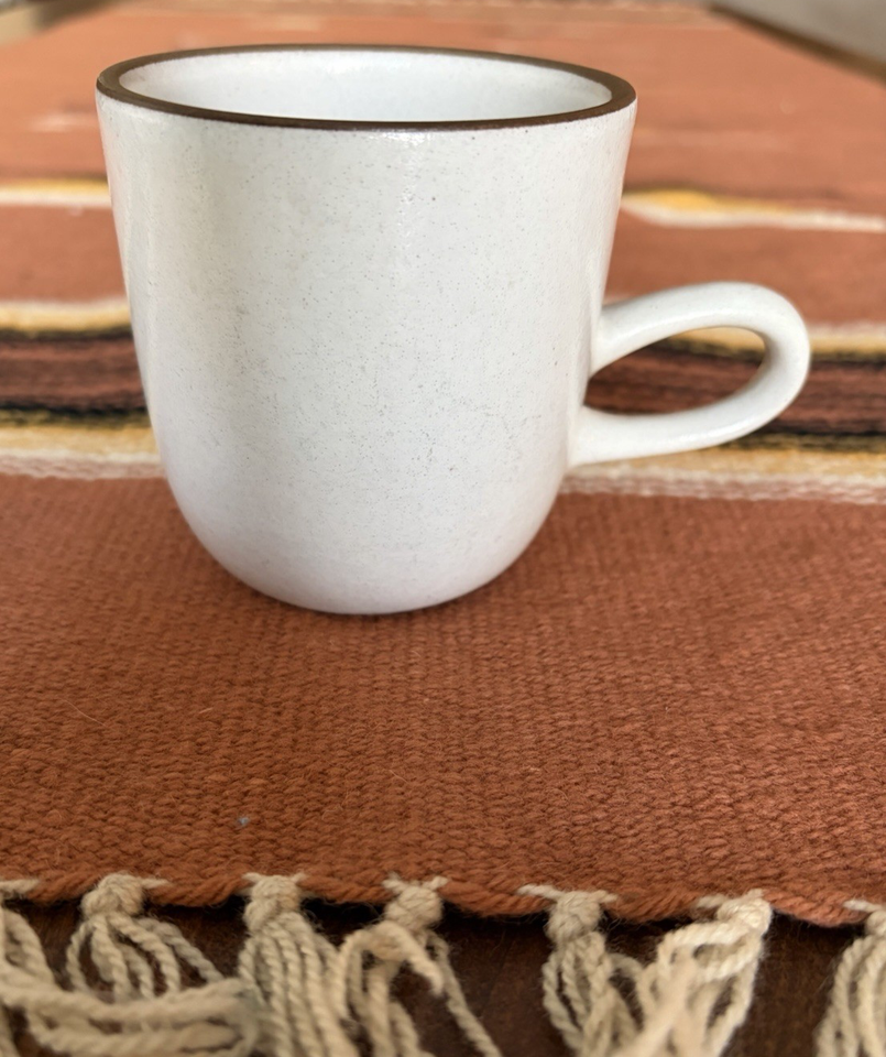 set of (2) Heath Ceramics Rim Line LOW HANDLE Mugs CUPS SAND BROWN rim ...