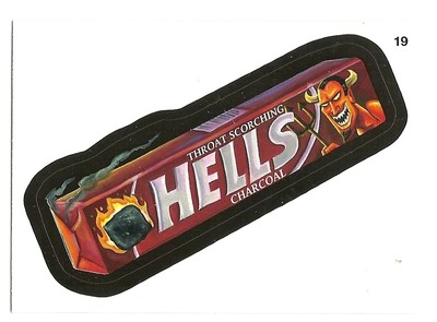 WACKY PACKAGES SERIES #9 - HELLS THROAT LOSENGERS - STICKER #19 - MINT ...