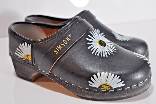 Simson Womens leather Wood flowers Clogs EU 35 | eBay