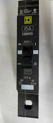 M SQD Square D EDB14015 1 Pole 15A Amp 277 Volt Bolt-On Circuit Breaker ...