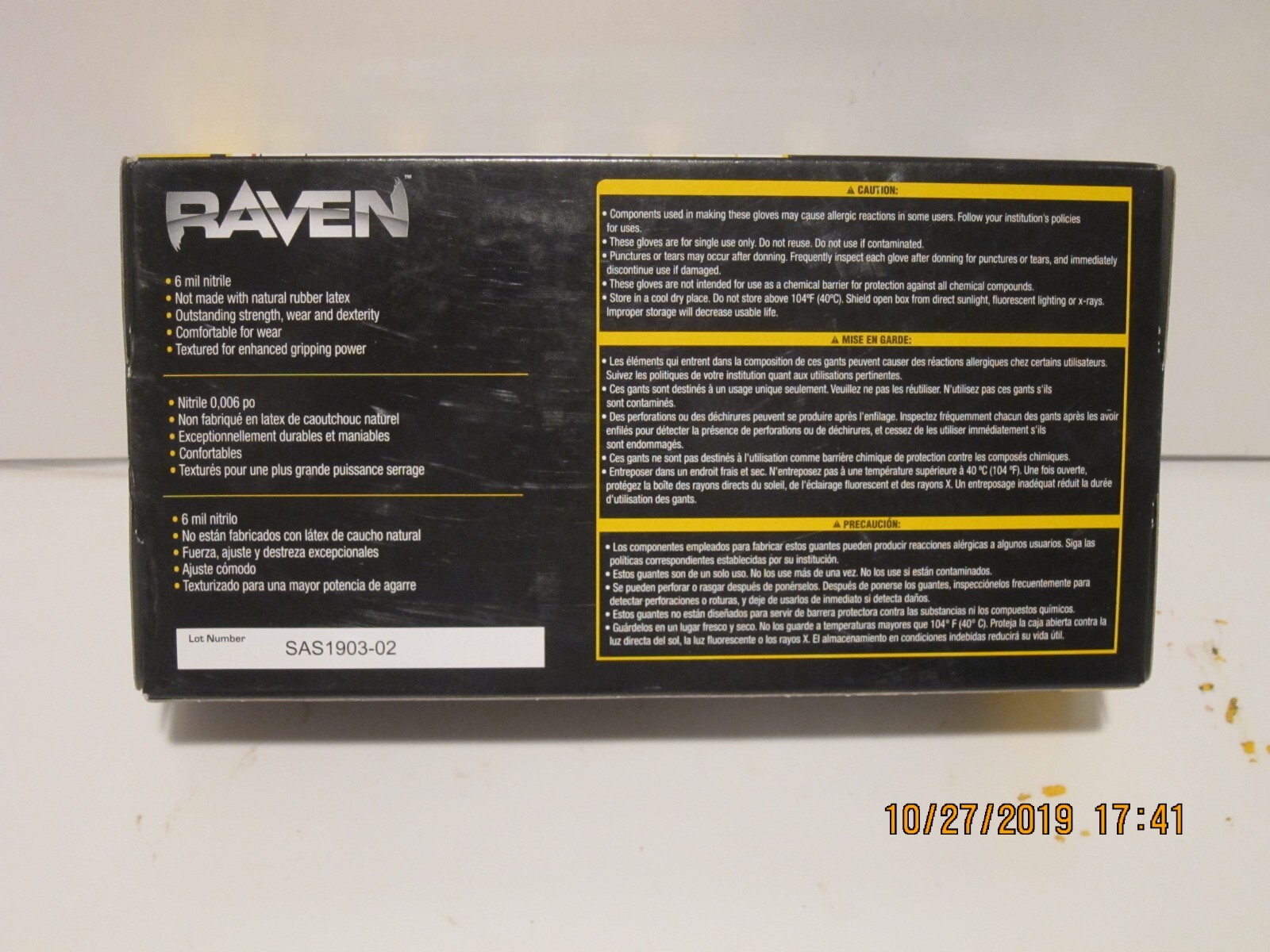 SAS Safety 66518 Raven Powder-Free Disposable Black Nitrile 7 Mil ...