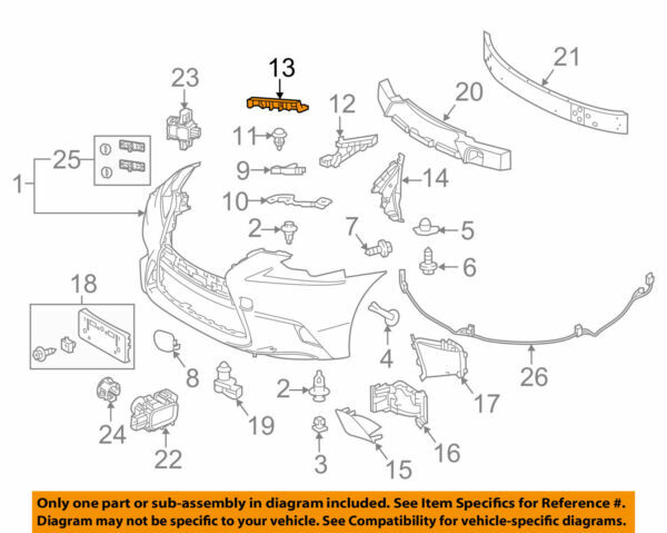 52533-53020 Toyota Bracket, front bumper retainer, no.1 5253353020, New ...