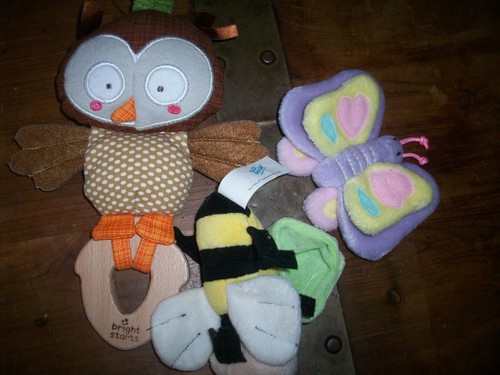 Bright Starts Infant Owl Wood Teether Plush Silly Phillie BEE WRIST ...
