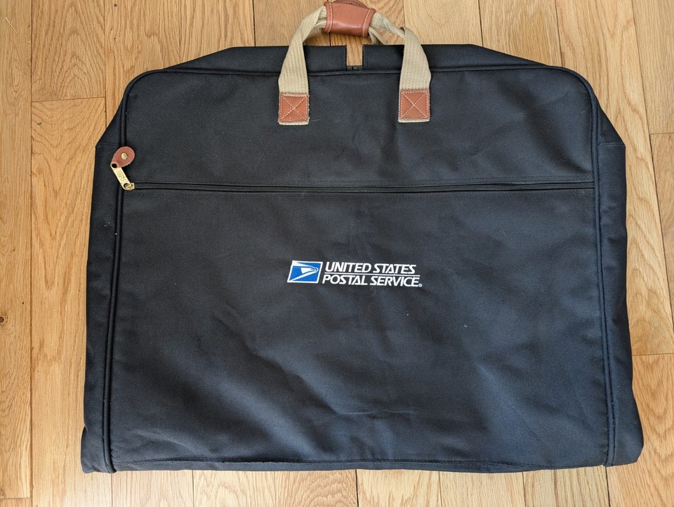 United States Postal Service USPS Black Garment Bag With Brown Leather ...