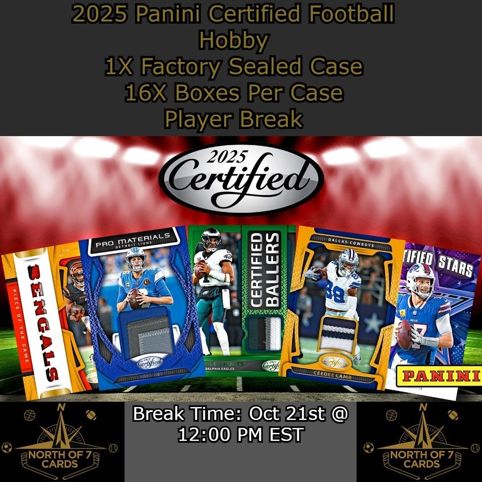 Tyree Wilson 2025 Panini Certified Football Hobby 1X Case Player BREAK ...
