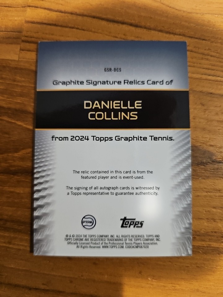 2024 Topps Chrome Graphite Tennis Danielle Collins Game Used Relic ...