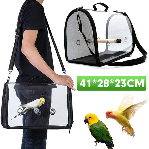 Portable Pet Bird Parrot Carrier Transparent Breathable Travel Cage ...