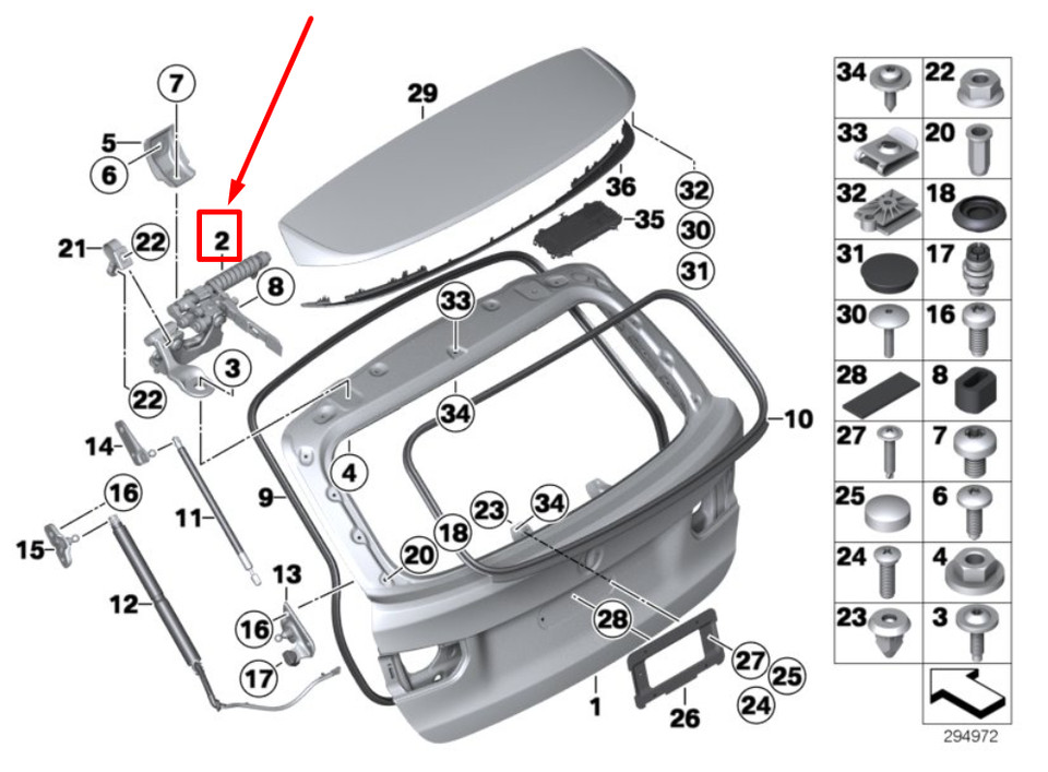 NEW BMW 3 TOURING F31 RIGHT TRUNK LID HINGE 7298070 41007298070 ...