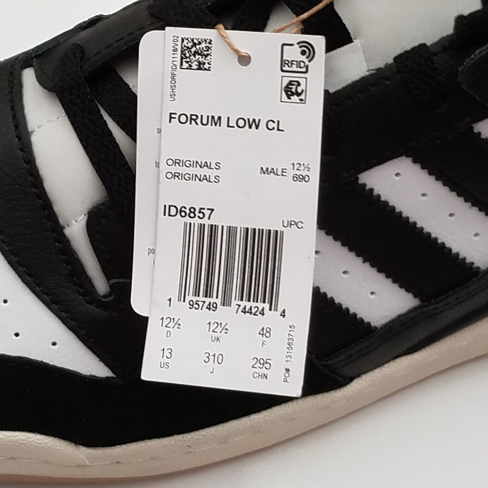 Size 13 adidas Originals Forum Low Classic Men's Shoes 'Black White ...
