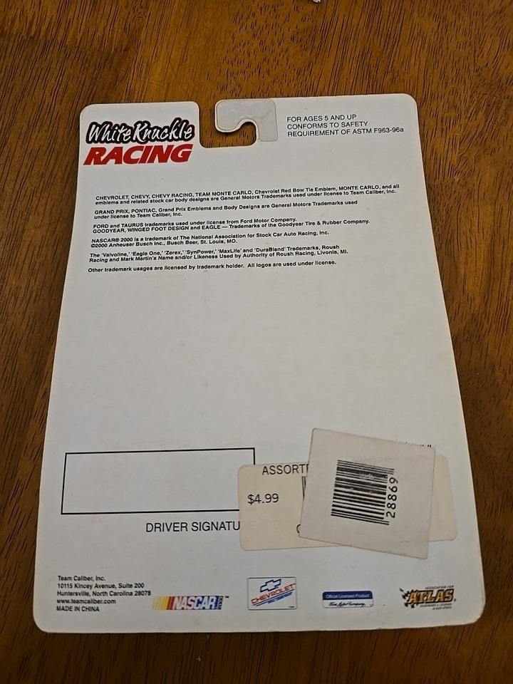 White Knuckle Racing #6 Mark Martin Diecast 1:64 NASCAR Max Life #BB | eBay